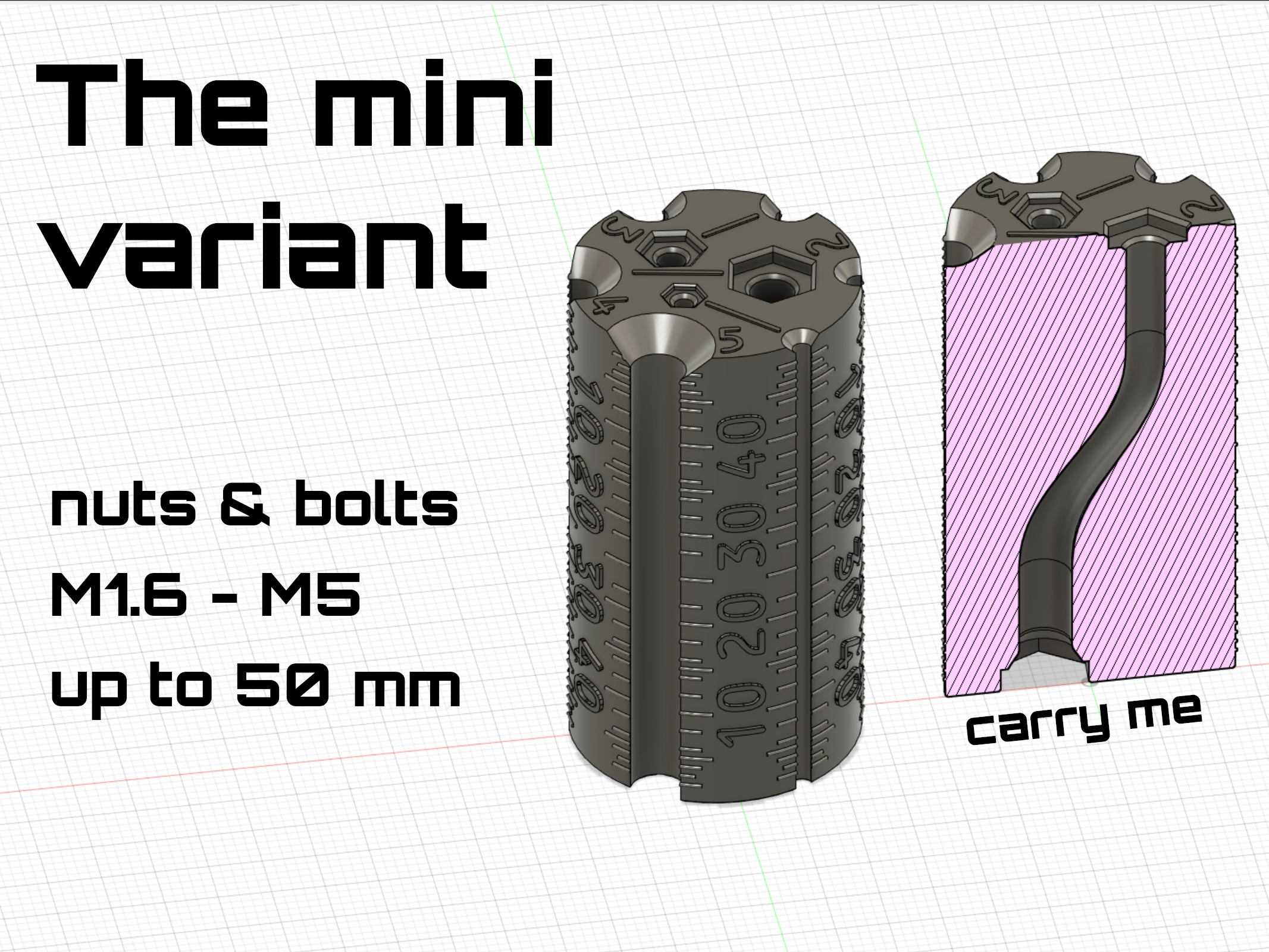 Screw measuring tool, Metric M1.6 to M12 by AMT | Download free STL ...