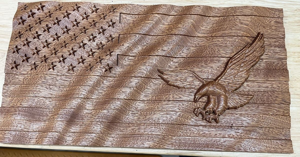 3D American Flag with Eagle by greecher | Download free STL model ...