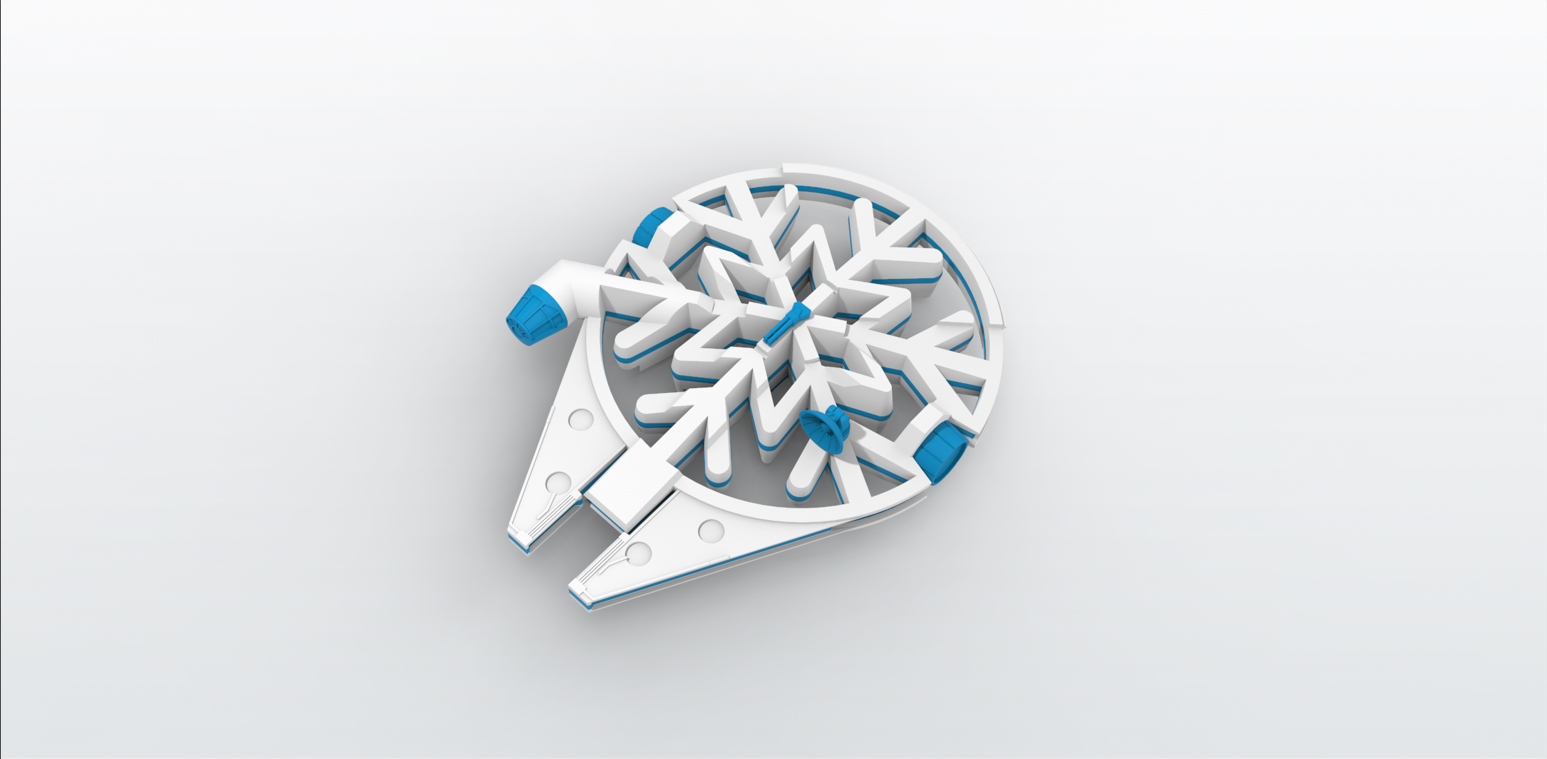Snowflake Millennium Falcon Ornament by Ratasich | Download free STL ...