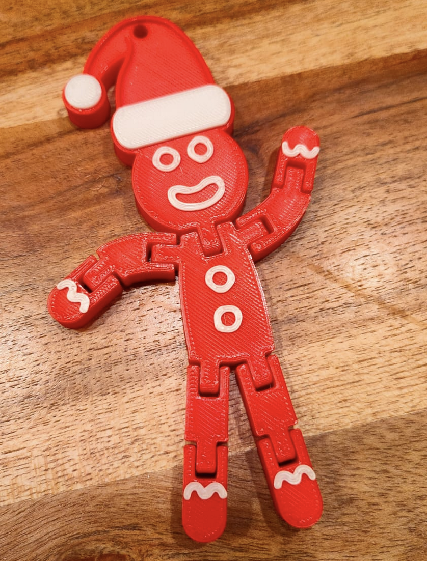 Articulated Print in Place Gingerbread Men with Christmas Hat by T ...