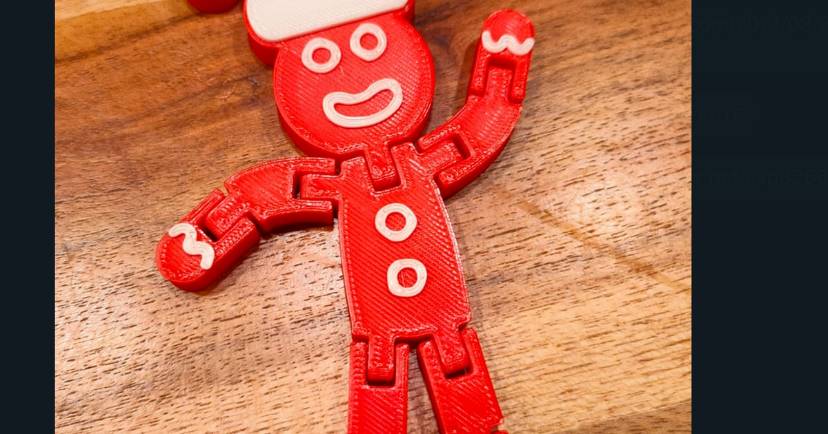 Articulated Print in Place Gingerbread Men with Christmas Hat by T ...