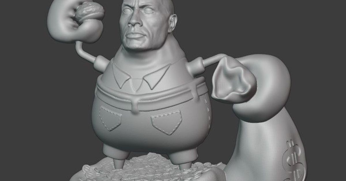 Mr. Rocks (The Rock + Mr. Krabs) par ThinAir3D | Téléchargez ...