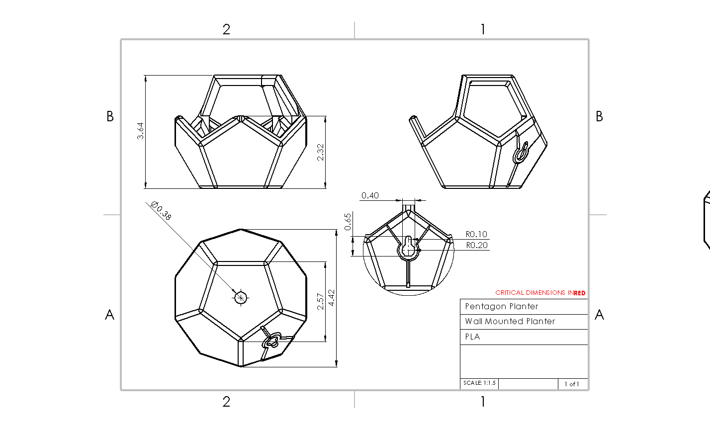 Pentagon Wall Planter by 3DHoneyComb | Download free STL model ...