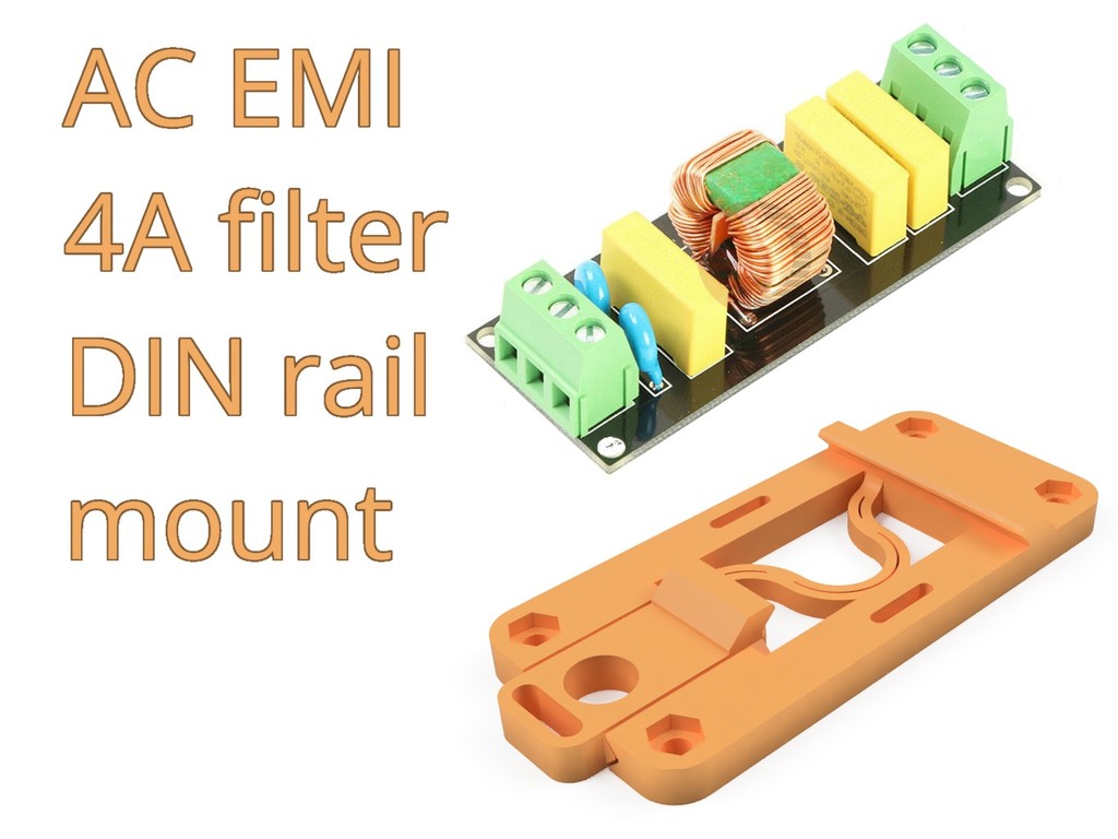 AC EMI 4A filter DIN rail mount by KaosuNeko | Download free STL model ...