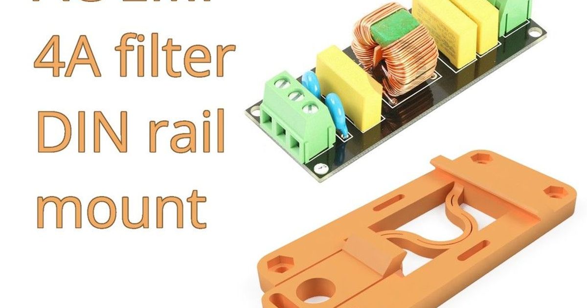 AC EMI 4A filter DIN rail mount by KaosuNeko | Download free STL model ...