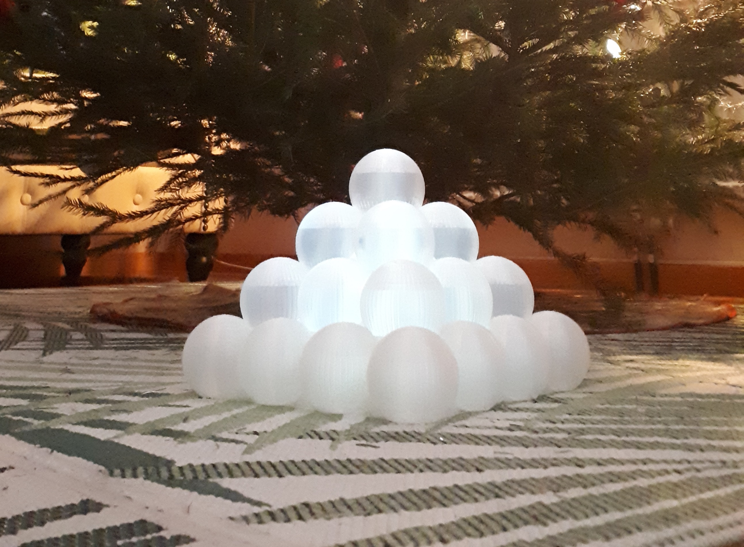 Swedish snow lantern (snöbollslykta) with hollow snowballs and space ...