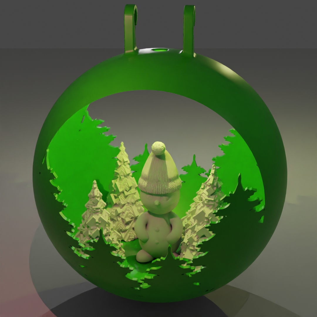 Snowglobe ornament with raindeer, christmas tree, snowman and empty for ...