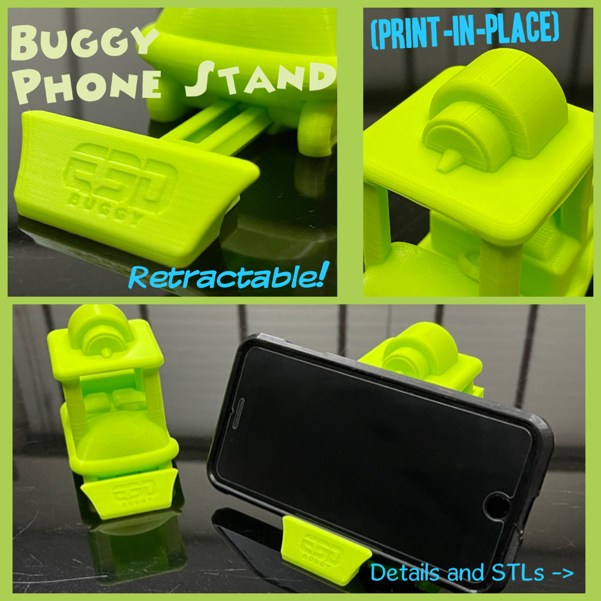 Buggy Phone Stand (Print-in-place, Retractable) by gammaang | Download ...