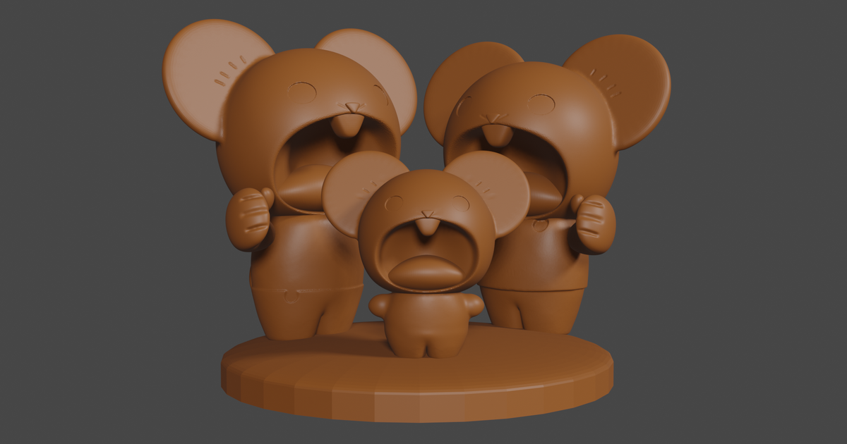 Pokemon inspired, Maushold (Family of 3), Tabletop DnD miniature by ...