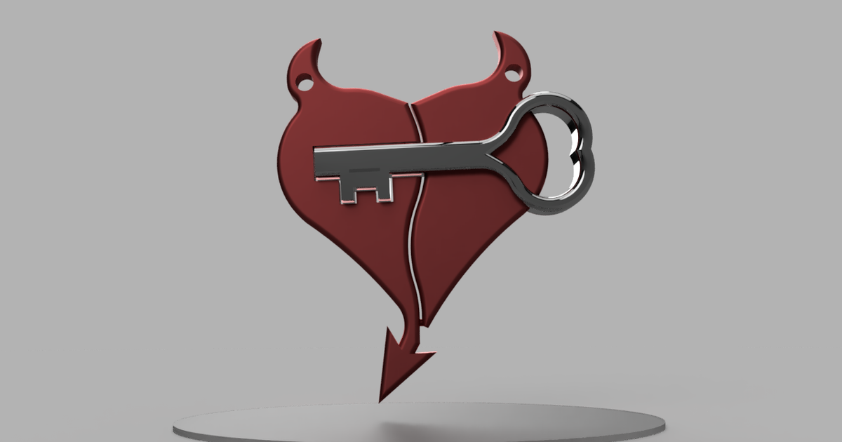 KEY TO EVIL HEART DOUBLE PENDANT by KaosuNeko | Download free STL model ...