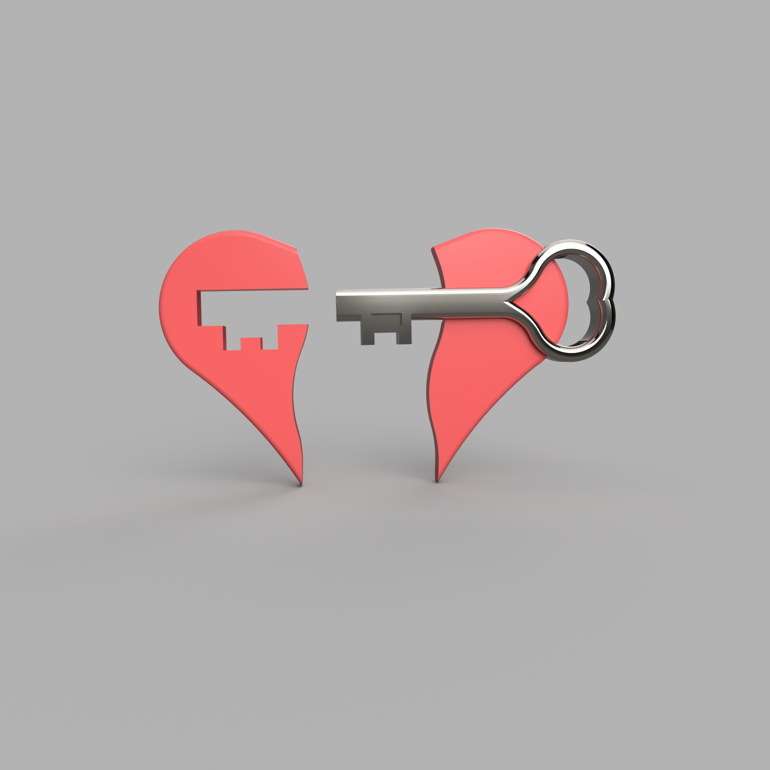 KEY TO HEART DOUBLE PENDANT by KaosuNeko | Download free STL model ...