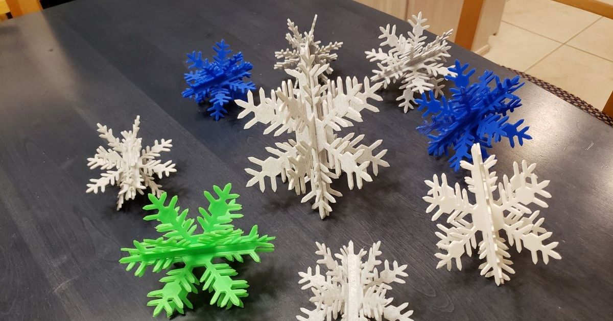 3D Snowflake Ornament in Three Pieces by Casper_FH | Download free STL ...