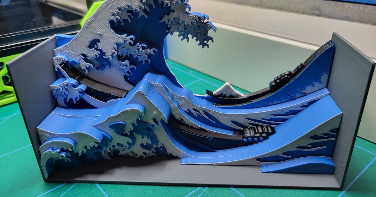 Wave of Kanagawa Frame Display by 75echo | Download free STL model ...