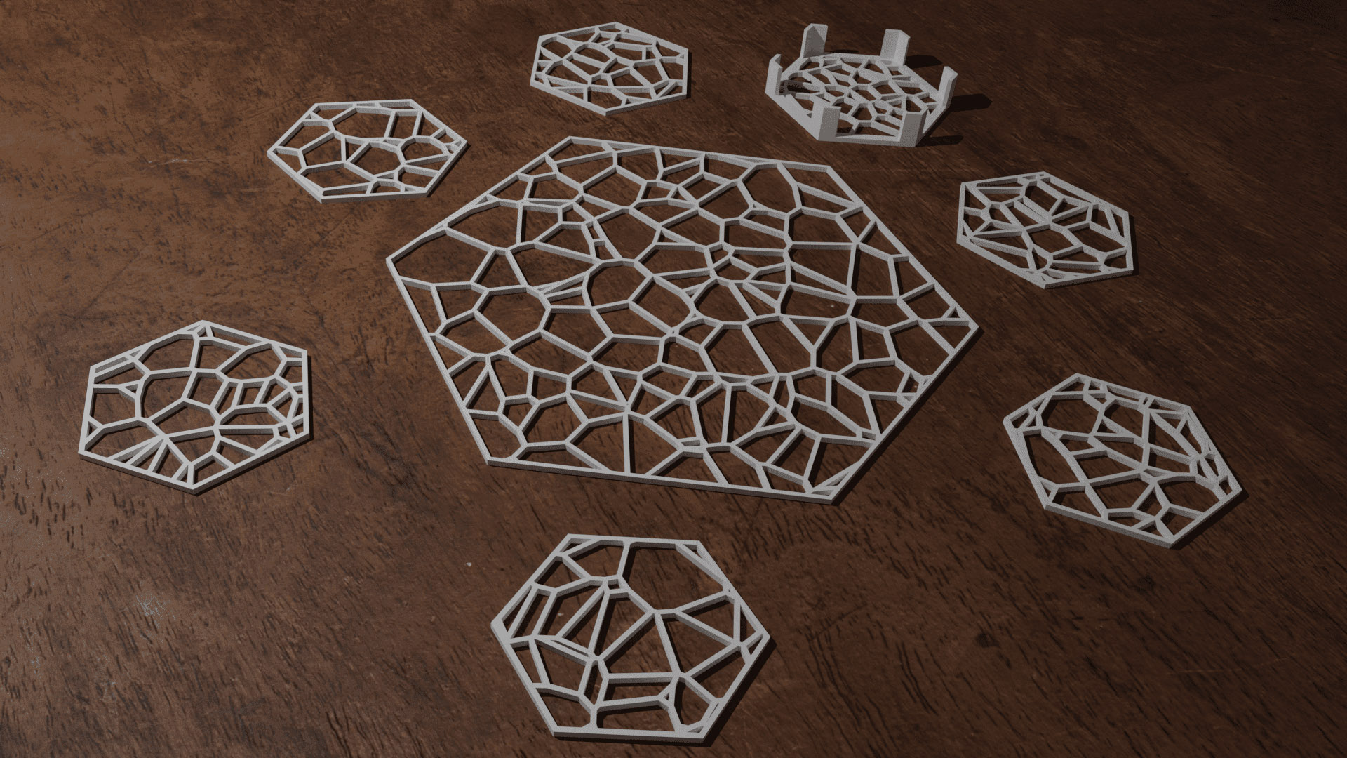 Hexagonal Voronoi drink coasters by Erik | Download free STL model ...