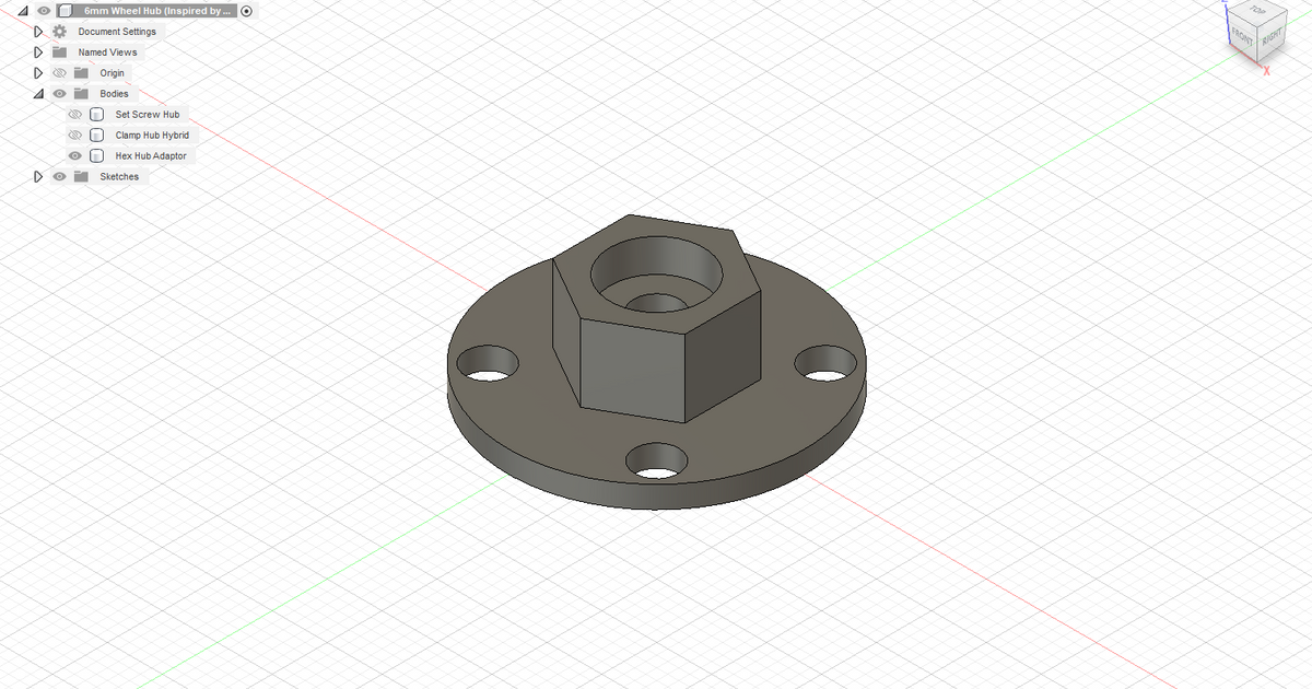 6mm Wheel Hub (Inspired by Pololu 1083) 4M Custom Holes by Delta ...