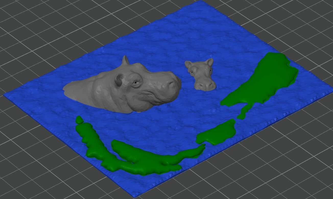 Hippo River - table art/sculpture diorama by 75echo | Download free STL ...