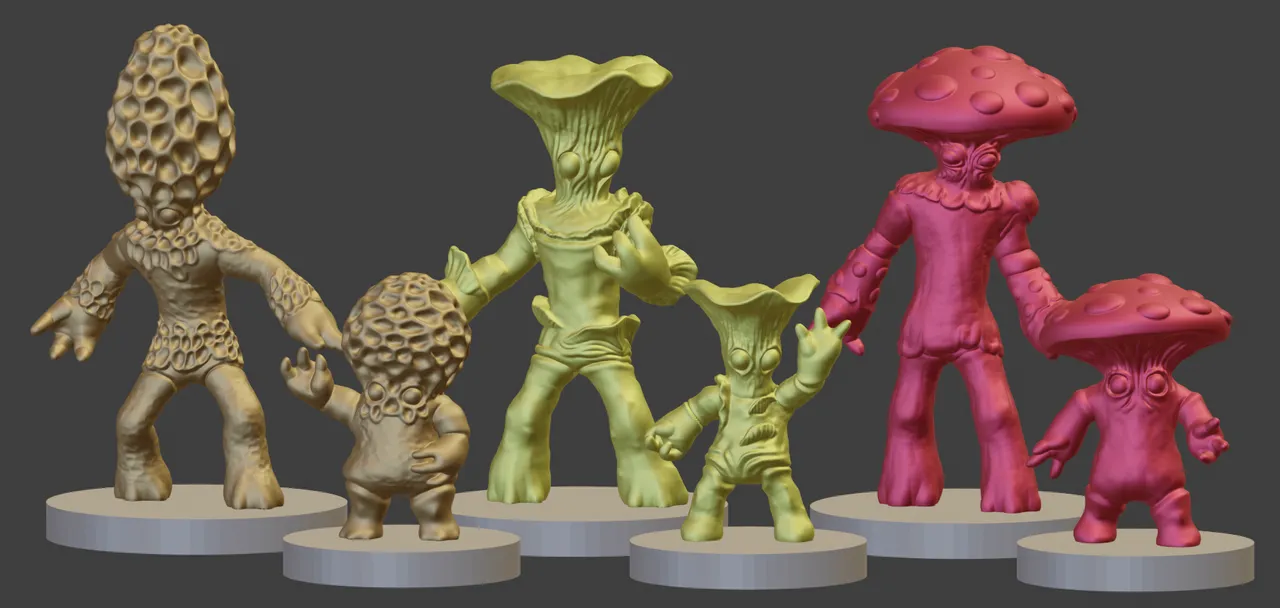 Morel and Chanterelle Myconids by Clay Rade | Download free STL model ...