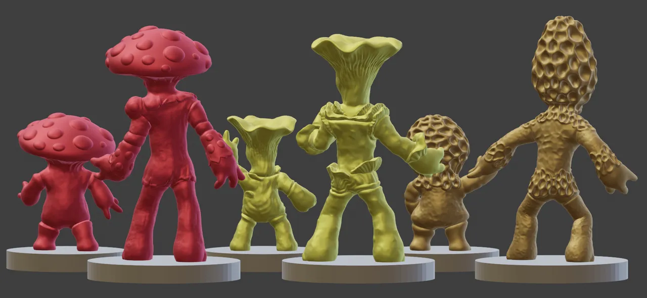 Morel and Chanterelle Myconids by Clay Rade | Download free STL model ...