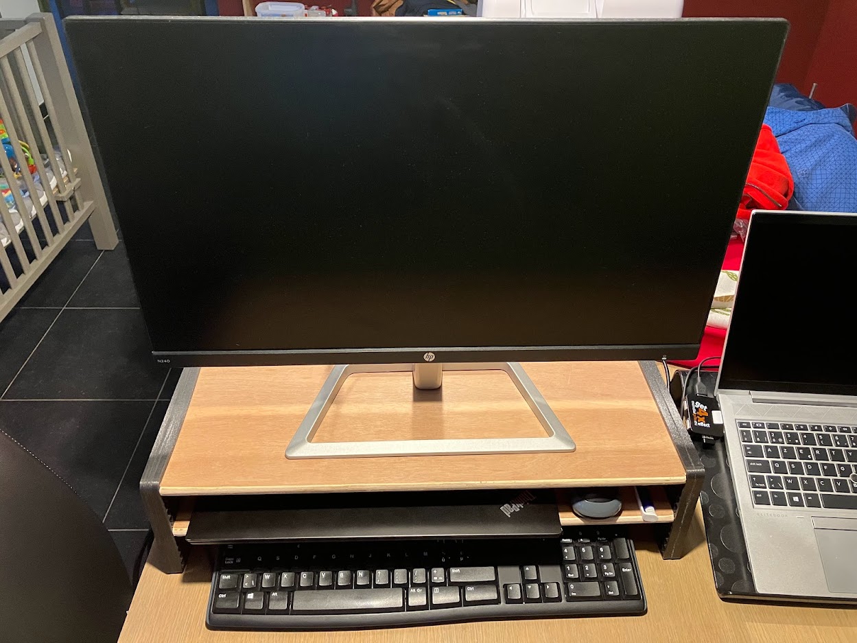 Monitor stand with Honeycomb pattern and two shelves for storage by ...