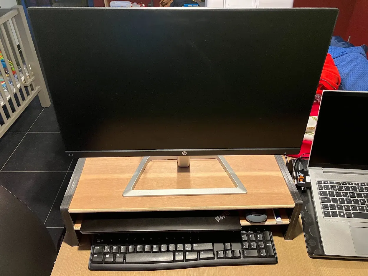 Monitor stand with Honeycomb pattern and two shelves for storage by ...