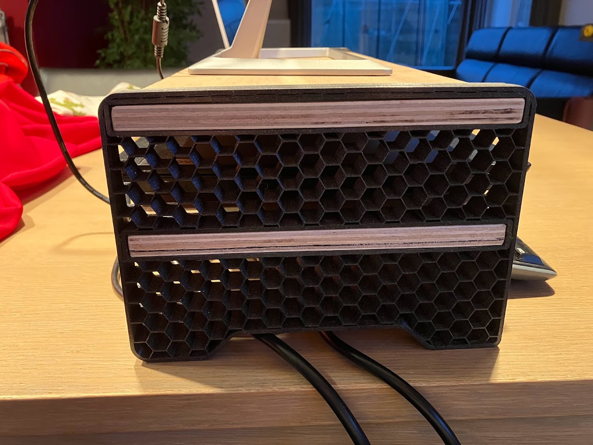 Monitor stand with Honeycomb pattern and two shelves for storage by ...