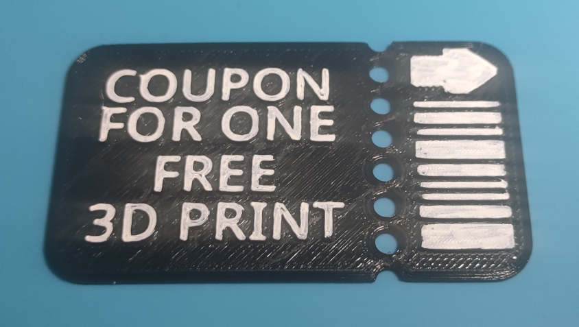 Free 3D Print coupon heightened text and icons by Strange Person ...