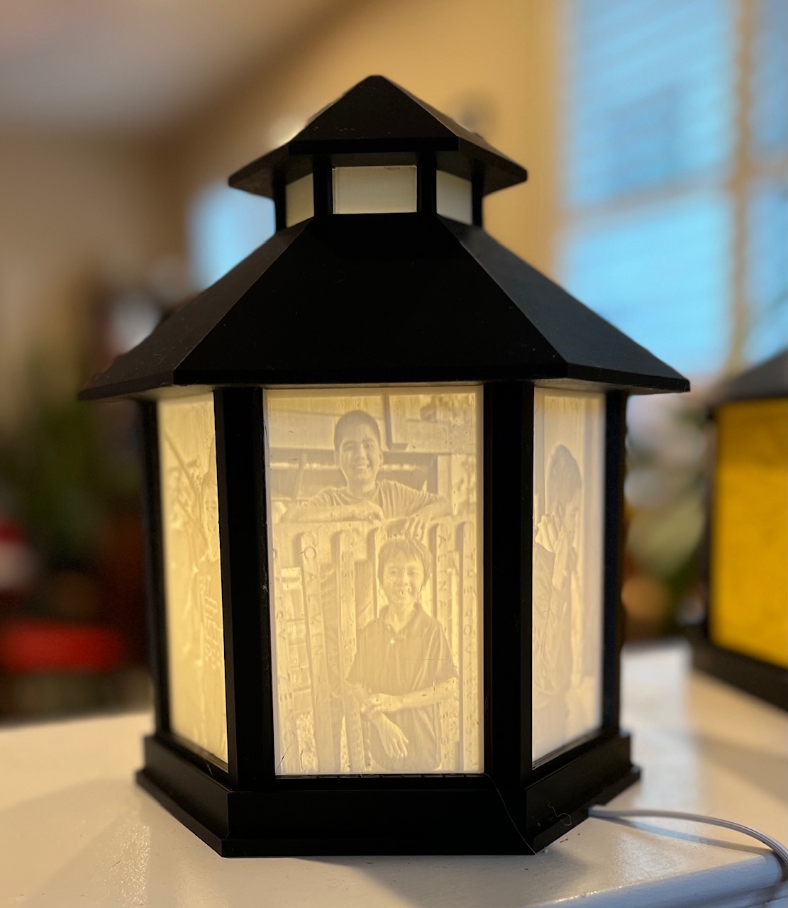 Lithophane Light Photo Hexagon with AC plug and C7 LED bulb by QuadView ...