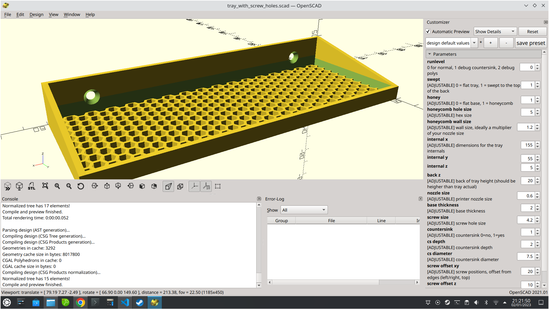 Customizable Tray with screw holes (OpenSCAD incl.) by Technobug ...