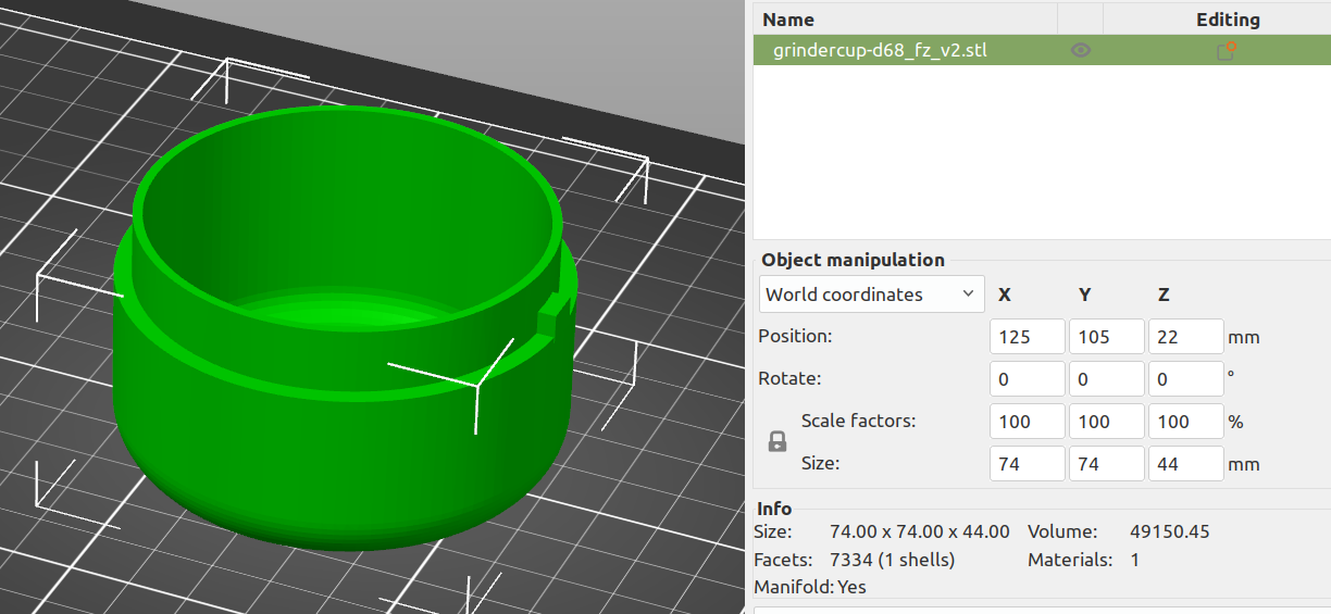 Coffee Grinder Lid, Parametric, d68mm by creadaptive | Download free ...