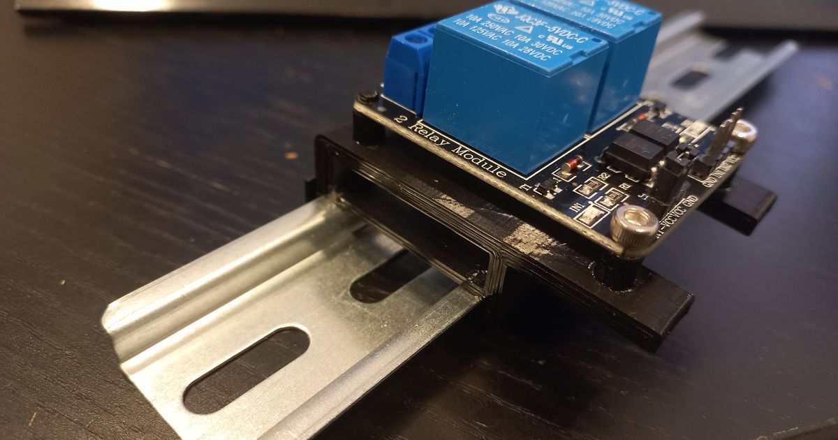 DIN rail 2ch relay mount by scaytrase | Download free STL model ...