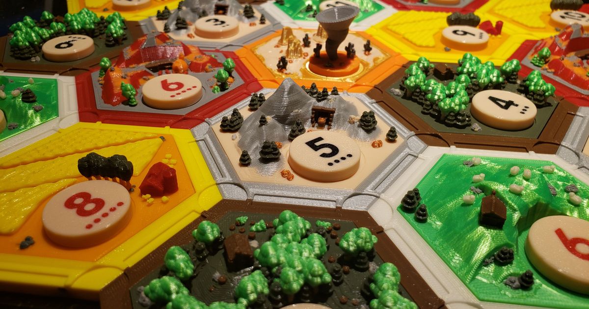 MMU2S Ready Colored Magnetic Catan Tokens by Geekware | Download free ...