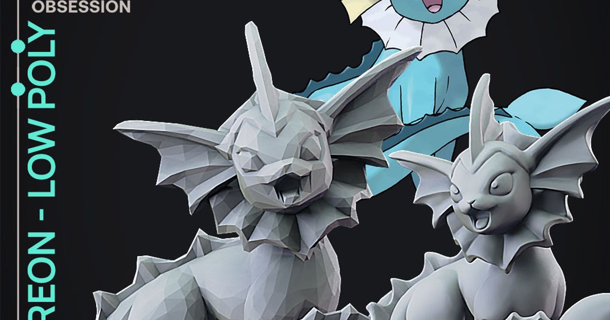 Vaporeon - Pokemon - Low Poly Fan Art par Printed Obsession ...
