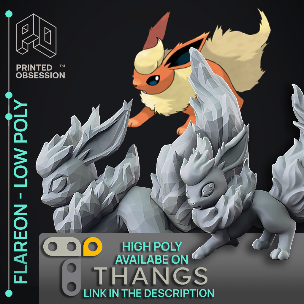 Flareon - Pokemon - Low Poly Fan Art by Printed Obsession | Download ...