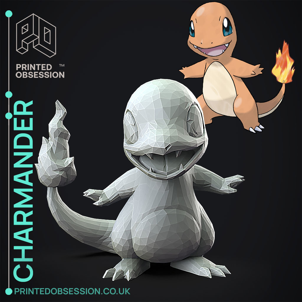Charmander - Pokemon - Low Poly Fan Art by Printed Obsession | Download ...