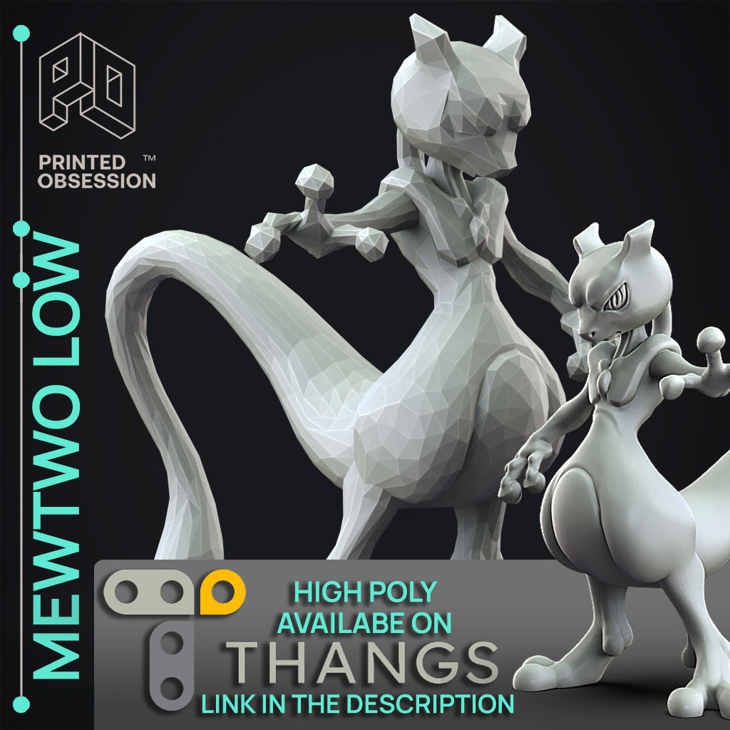 Mewtwo - Low Poly - Pokemon - Fan Art by Printed Obsession | Download free STL model ...