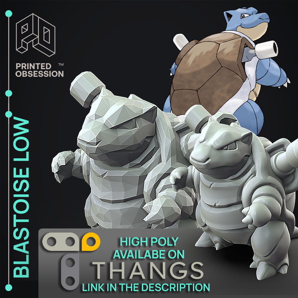 Blastoise Low Poly - Pokemon - Fan Art by Printed Obsession | Download free STL model ...