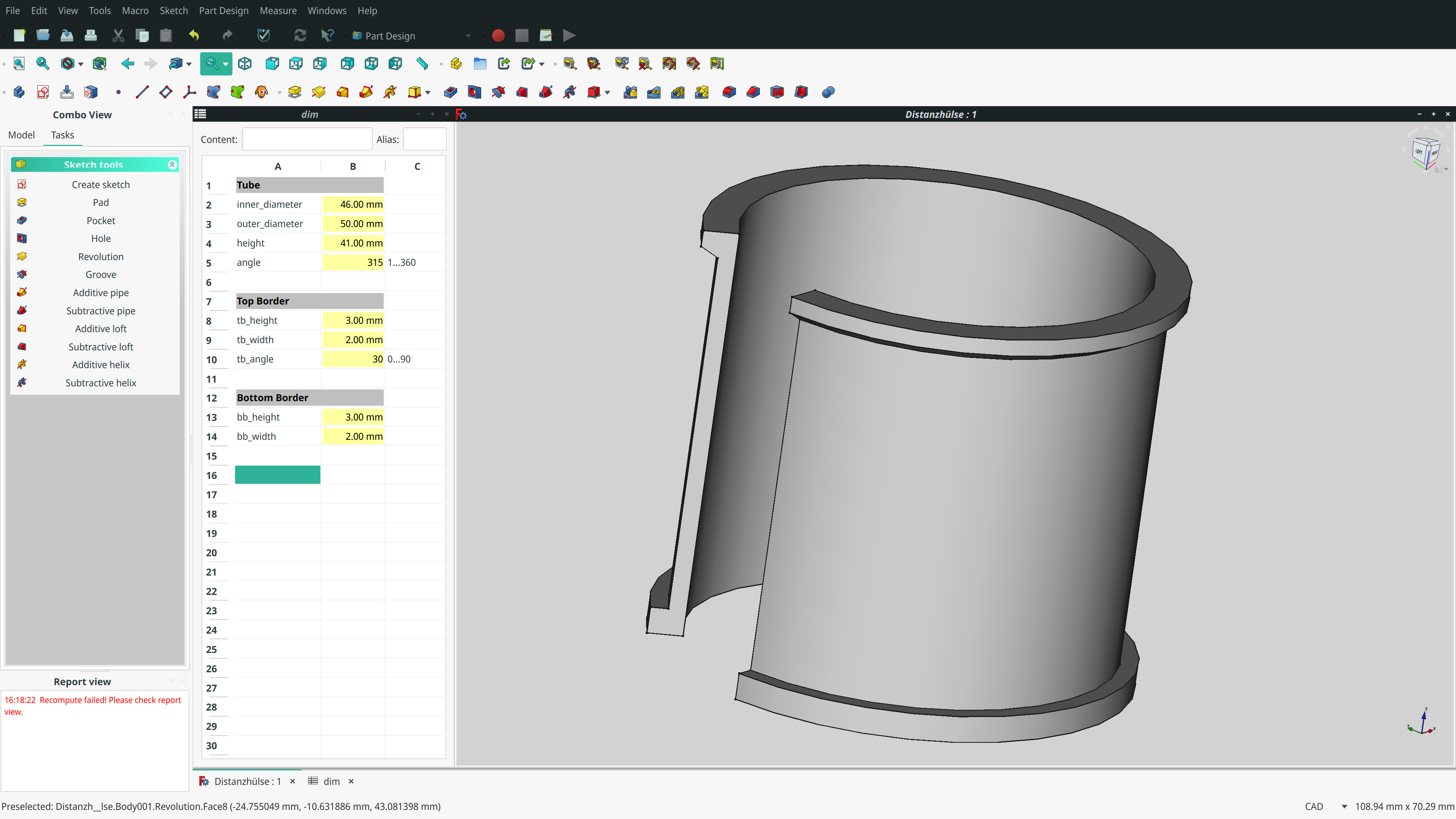 Parametric Distance Tube (FreeCAD) by NUeB | Download free STL model ...