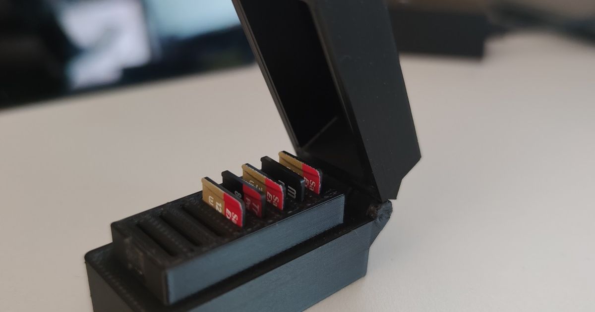 Simple MicroSD card box storage with hinges (print in place) by DavidK ...