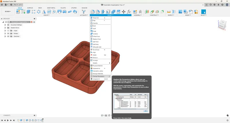 Parametric Organization Tray (Fusion 360) by davemoneysign | Download free STL model ...