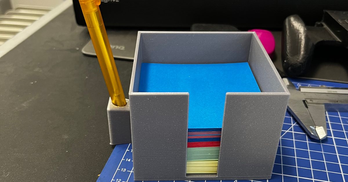 Box for sticky notes with place for pencil by Grundi | Download free ...