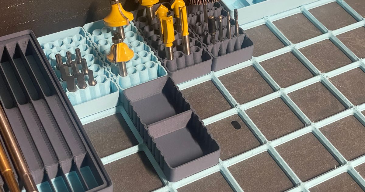Modular Gridfinity storage for hex bits, 1/8, 1/4, 8mm bits, or small parts. by Martin_au ...