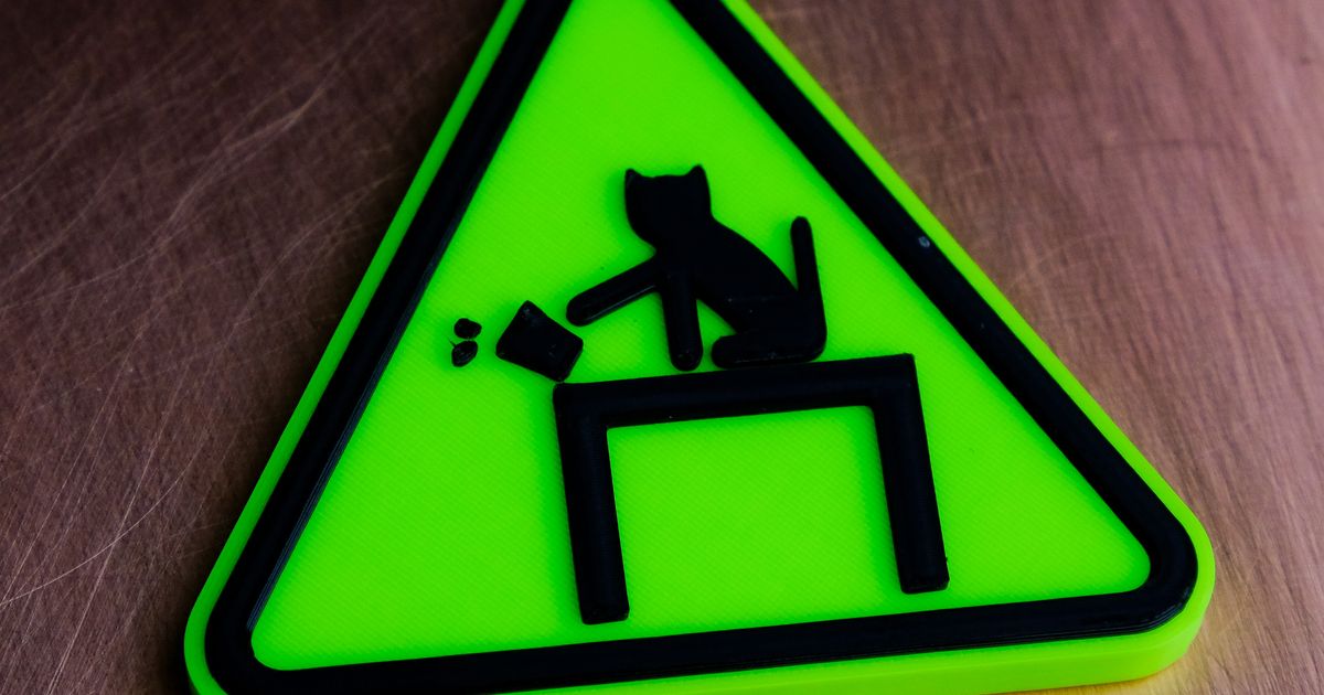 Cat Knock Zone Warning Sign by CooterBaldwin | Download free STL model ...