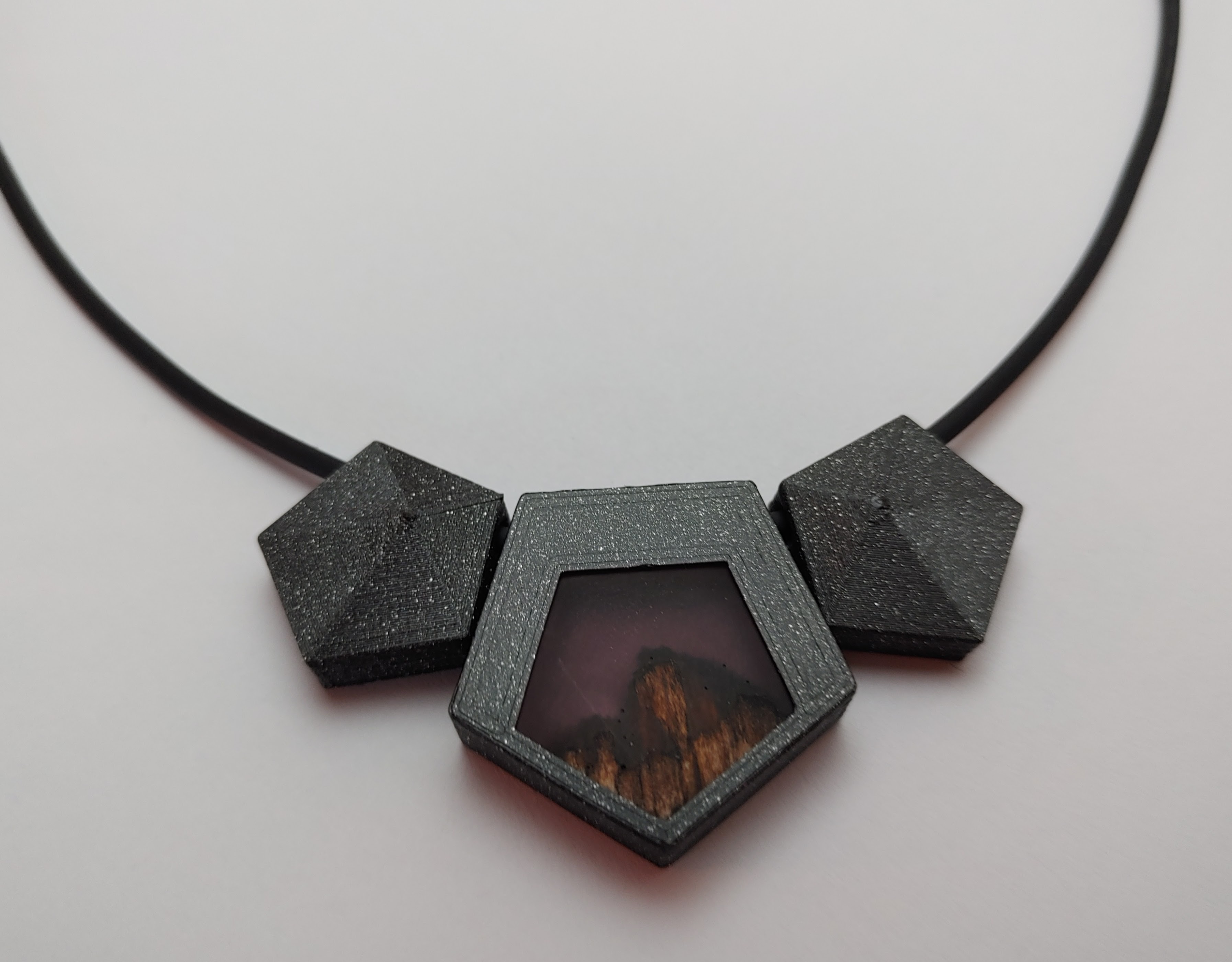 Pendant Necklace with Earrings Set - hex with insert by Ruddy ...