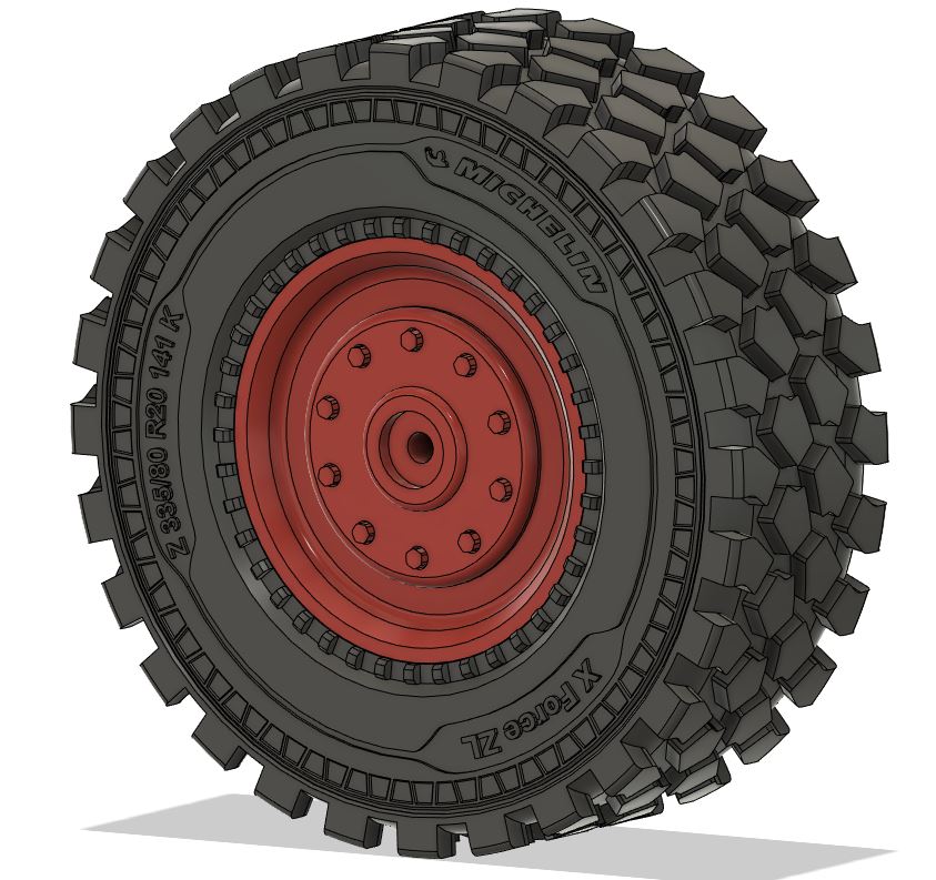 1/10 RC car Tire + wheel, 335/80 R20, Michelin XZL tread profile for ...