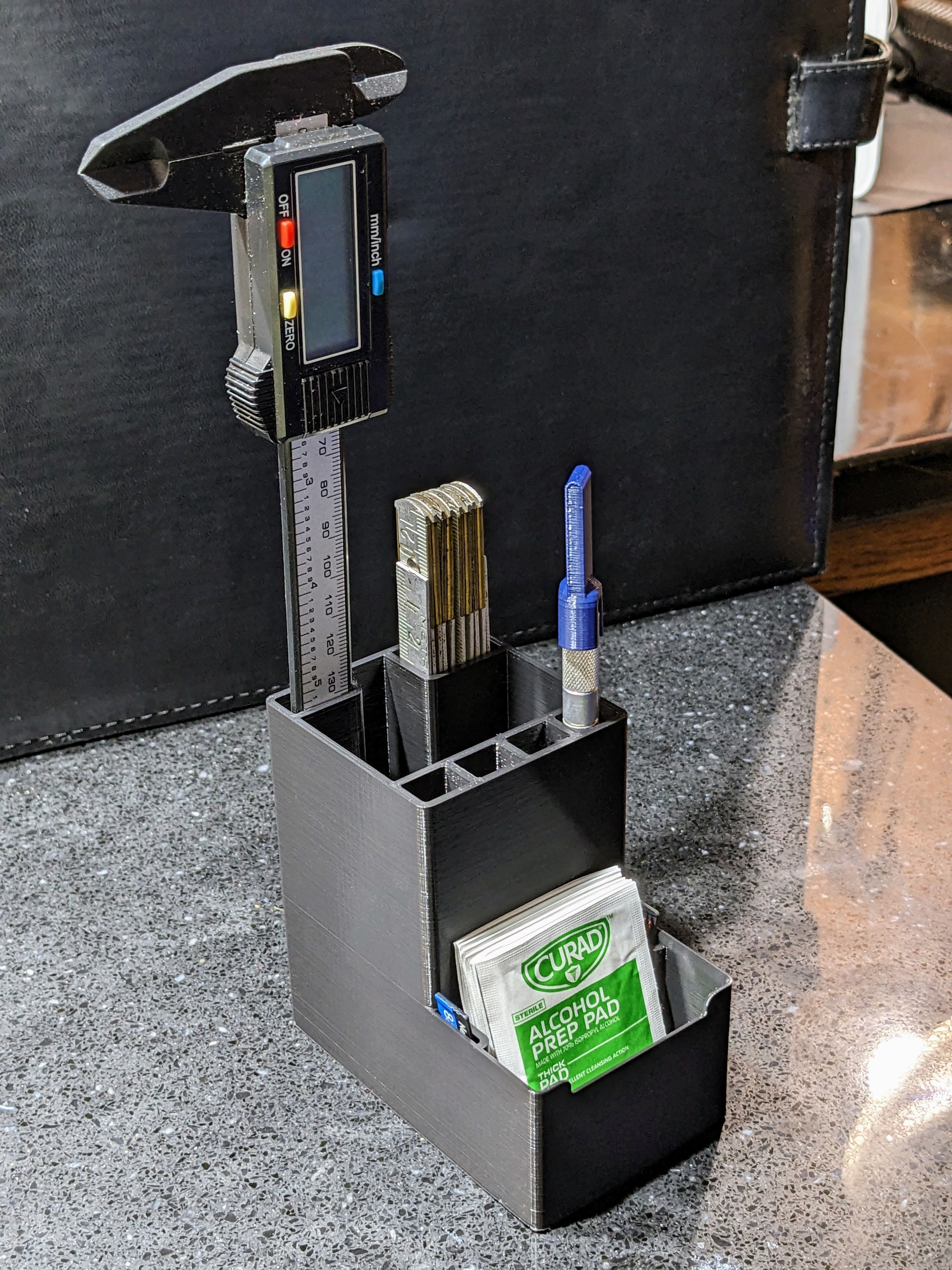 Pencil Holder + microSD + caliper + ruler + alcohol pad slots remix by ...