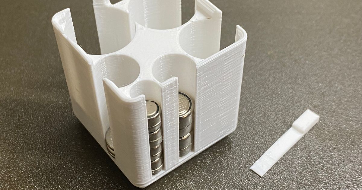 gridfinity button battery organizer stackable by DraconPern | Download free STL model ...