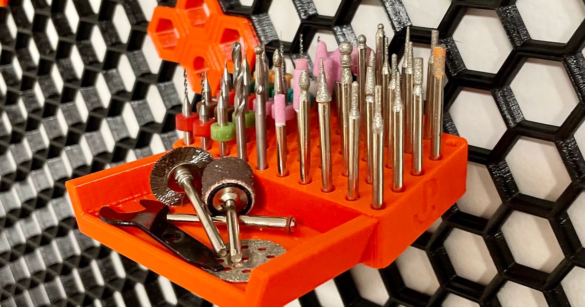 Dremel bit holder with shelf by Altruego | Download free STL model ...