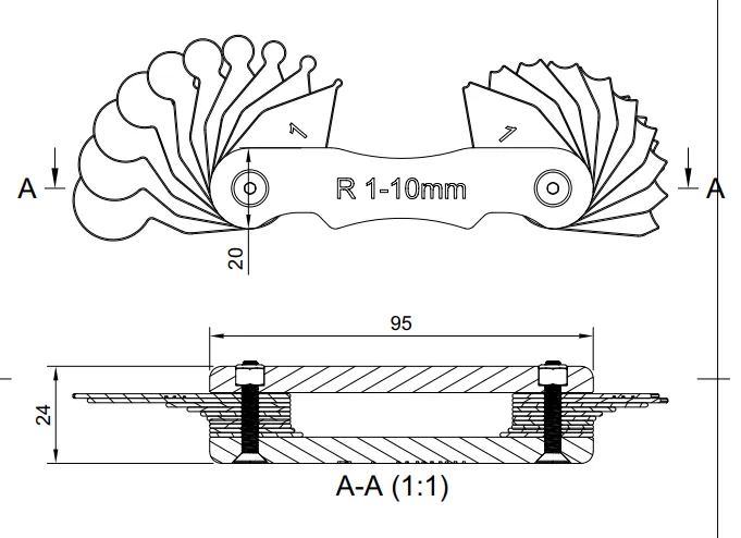 Radius gauge 1-10mm by Jaha | Download free STL model | Printables.com