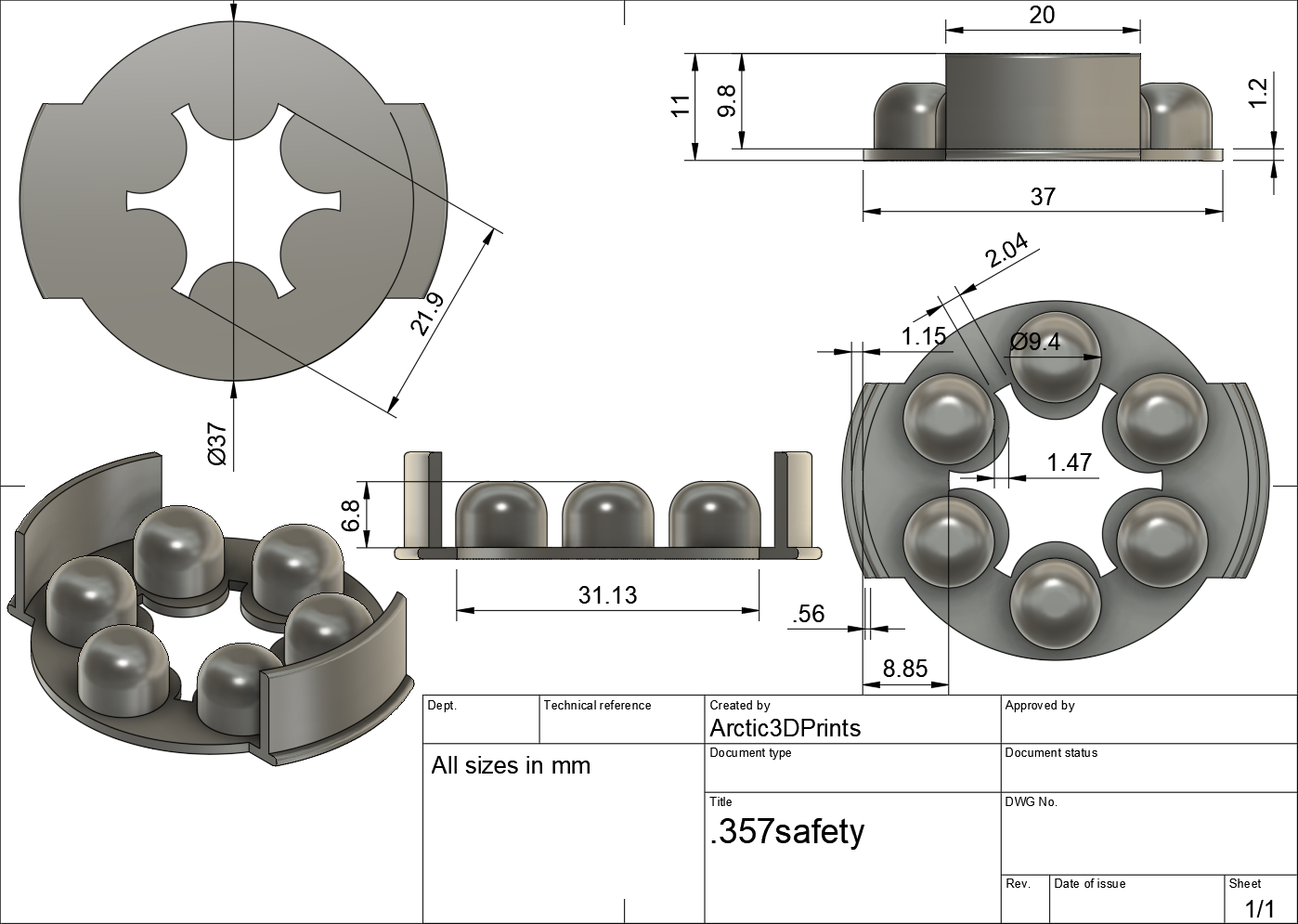 Chamber safety marker for .357 revolver by Arctic 3D Prints | Download ...
