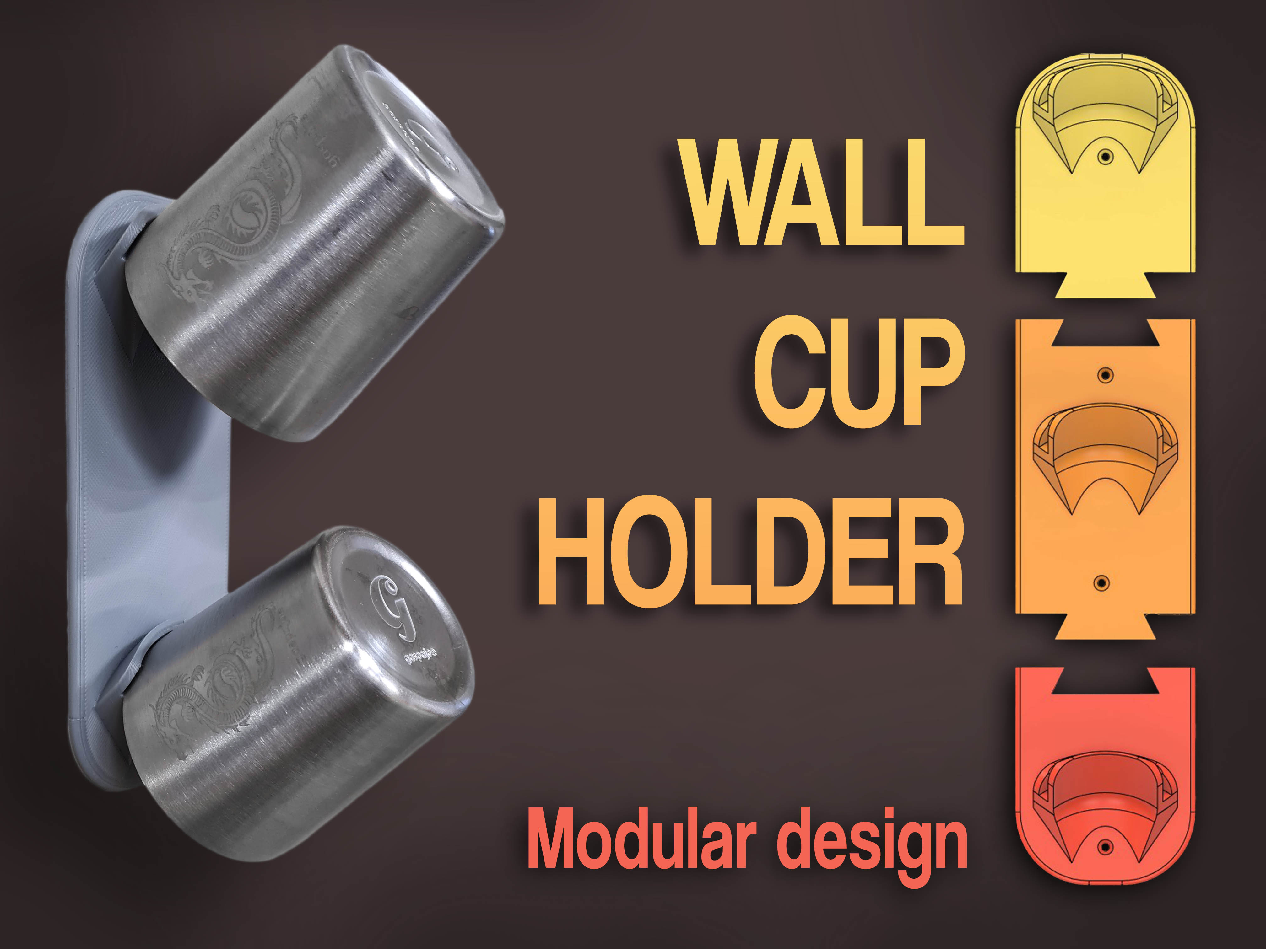 Stylish wall cup holder - Modular design by Laguite | Download free STL ...